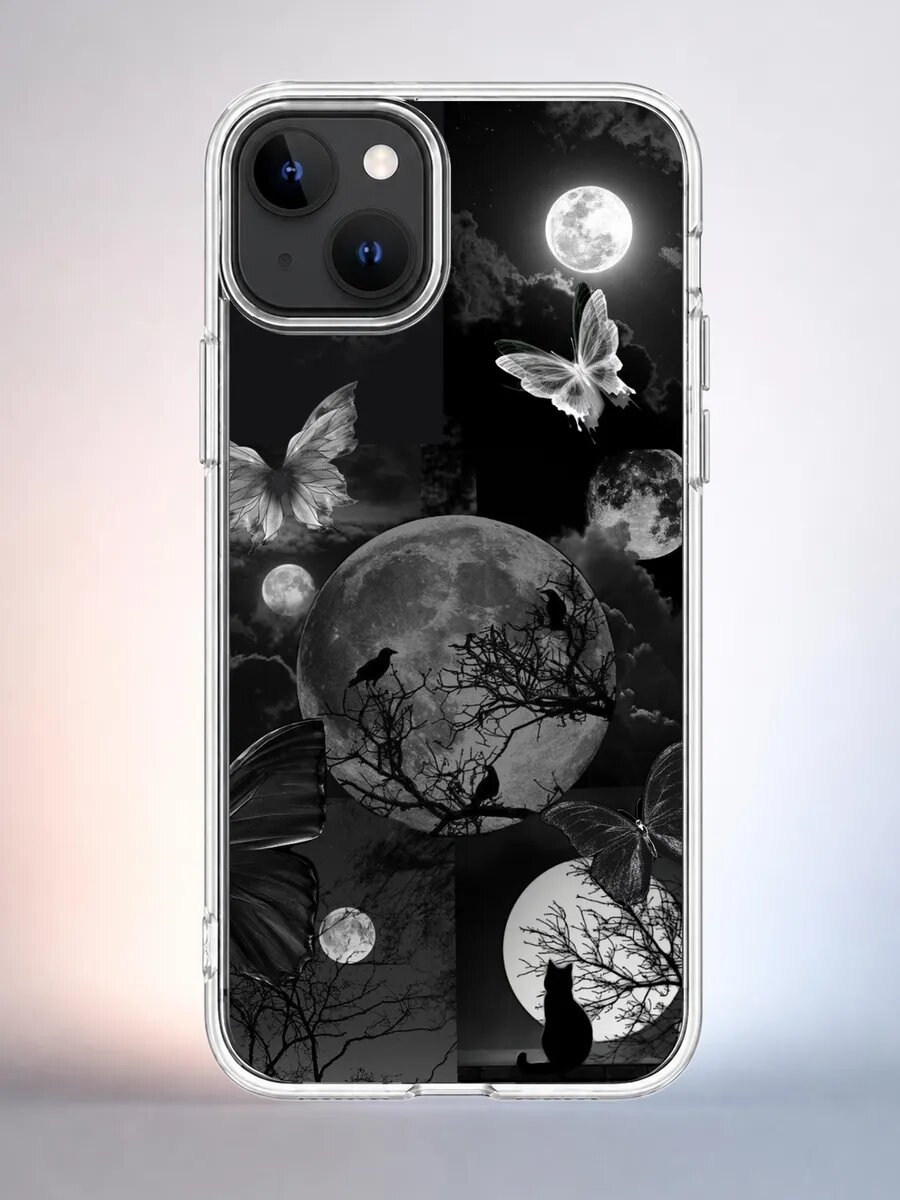 Чехол iPhone 14 готика луна силиконовый прозрачный