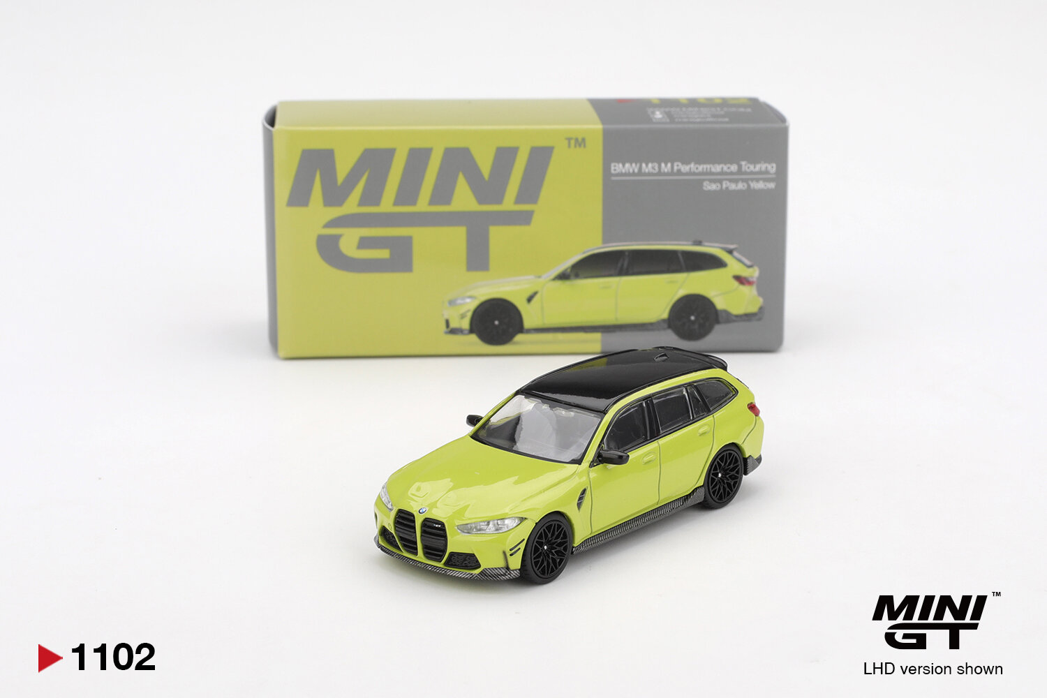 Коллекционная машинка MINI GT 1:64 BMW M3 M Performance Touring Sao Paulo Yellow