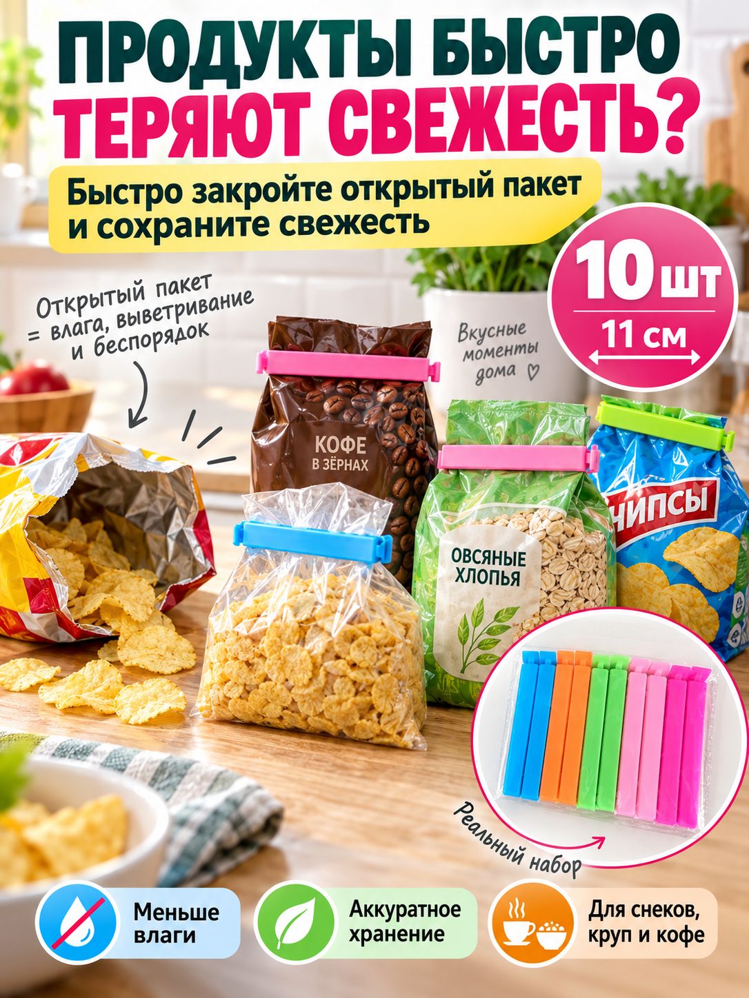 Зажим кухонный, 10 шт