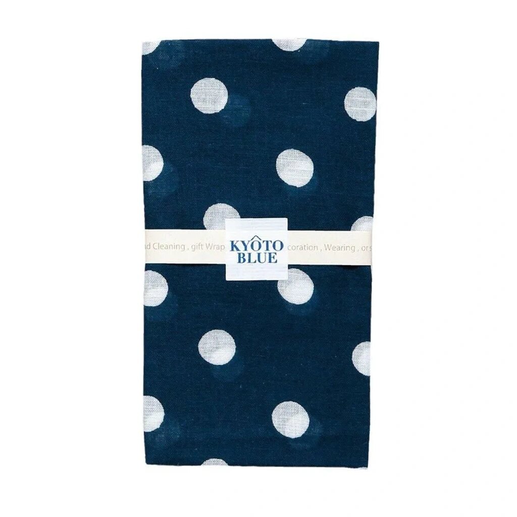 Носовой платок KYOTO BLUE хлопковый 52x52 см в горошек, многоразовый, Пластиковая сумка