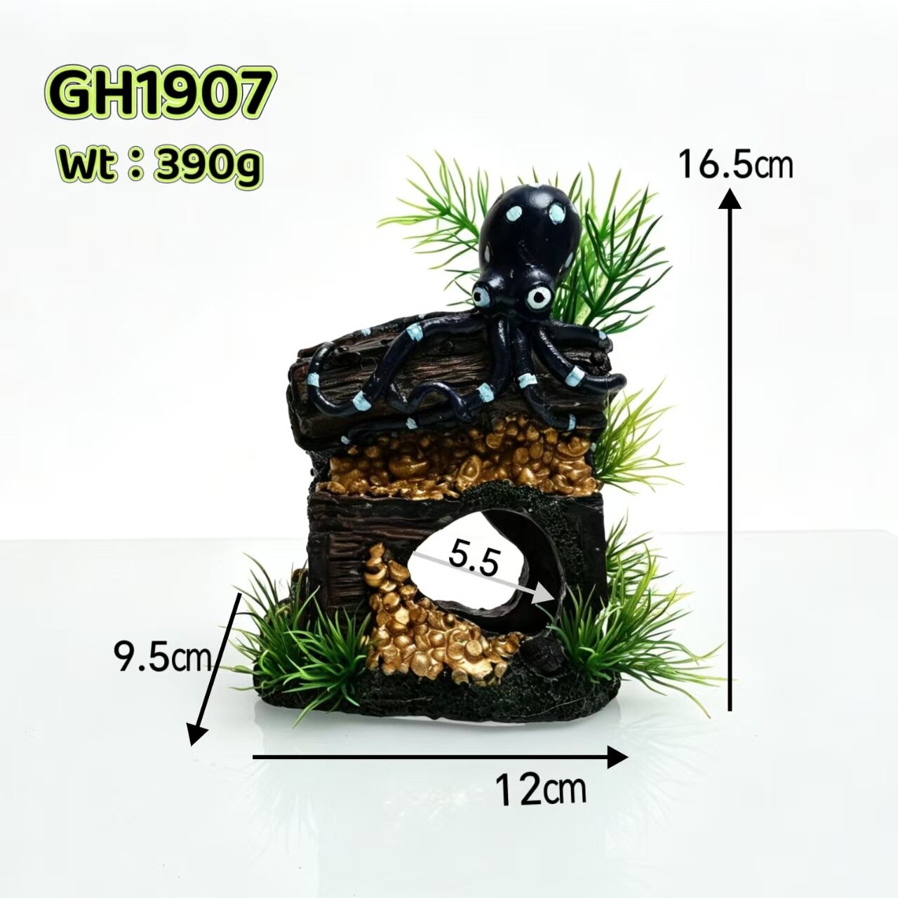 Украшение для аквариума сундук с сокровищами из смолы и коралла GH1907 для декора подводного мира