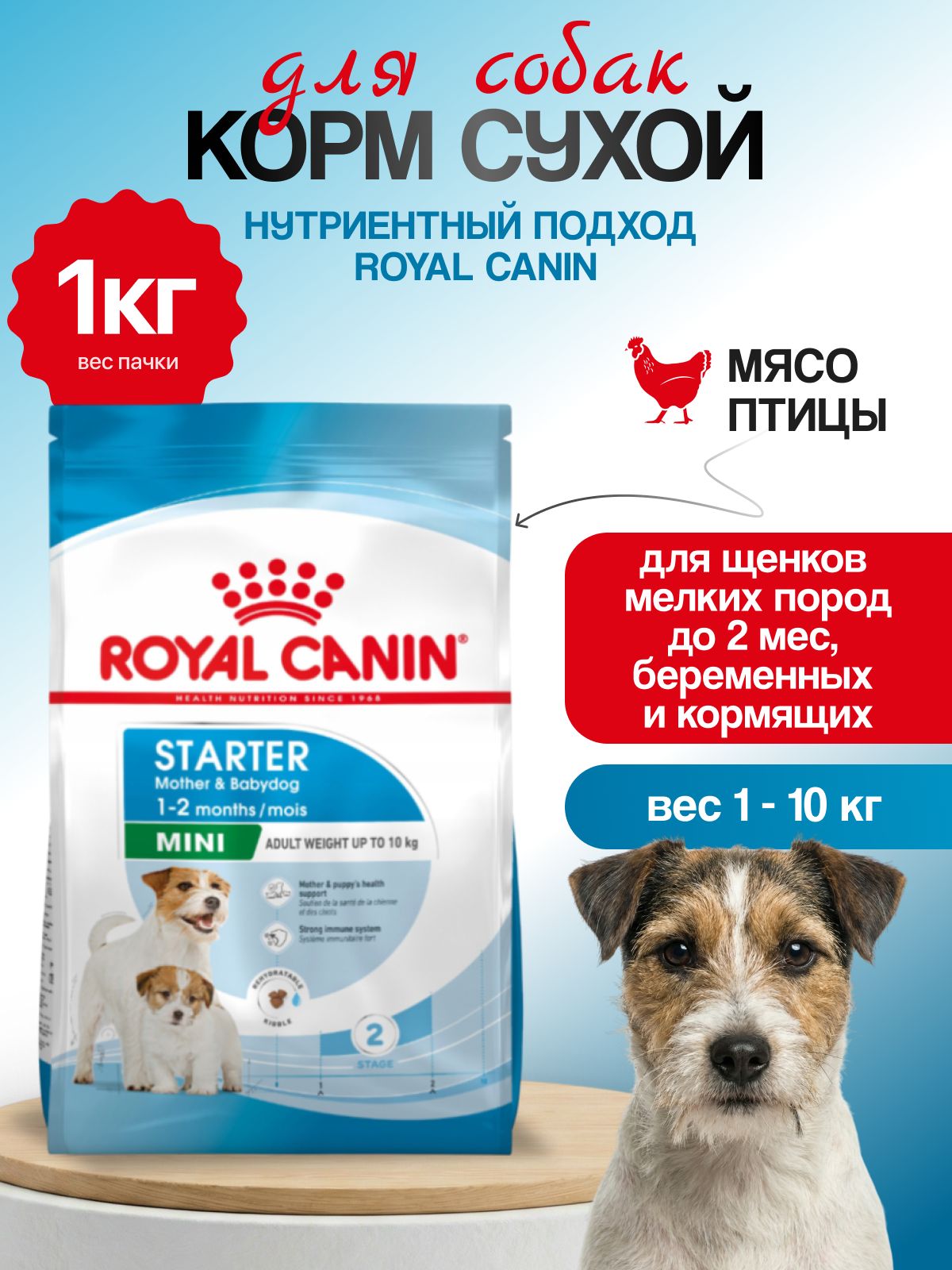 ROYAL CANIN MINI Starter cухой корм для щенков мини пород с 3-х недель до 2-х мес 1 кг