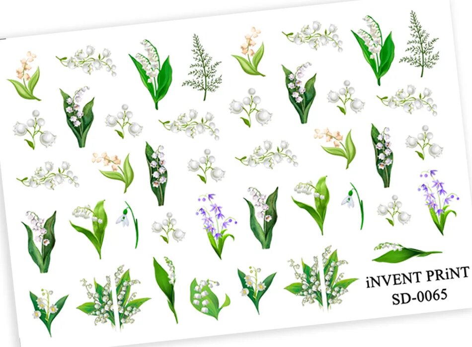 INVENT PRiNT слайдеры для ногтей, Цветы Веточки, WSD-65
