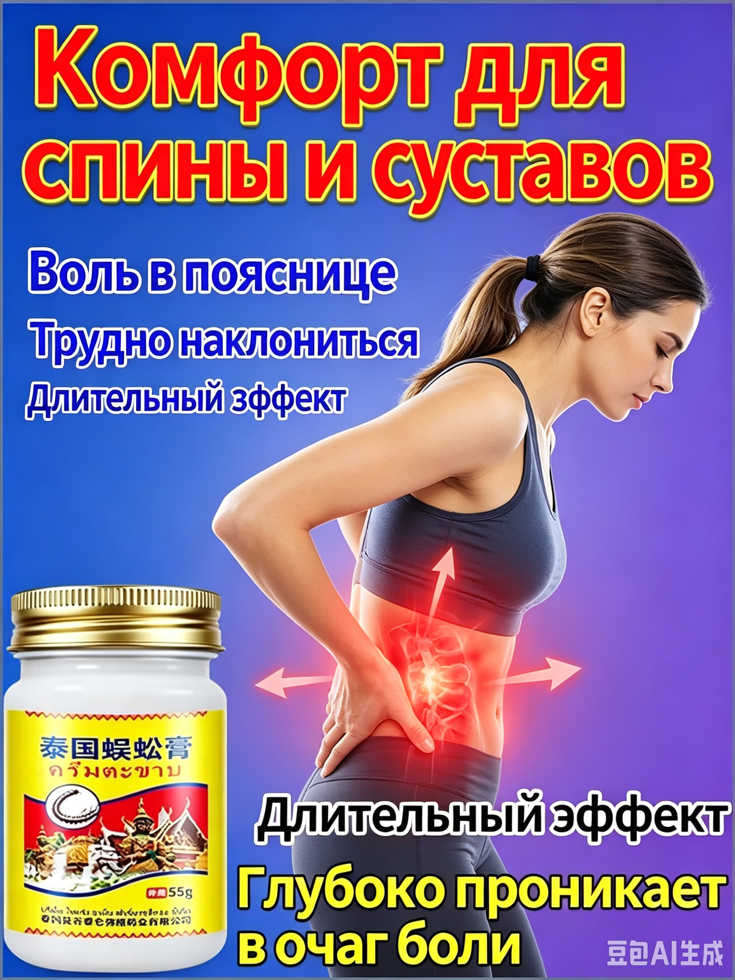 Наружная мазь 55 мл от мышечной боли в плечах, для массажа суставов при усталости после работы и нагрузок