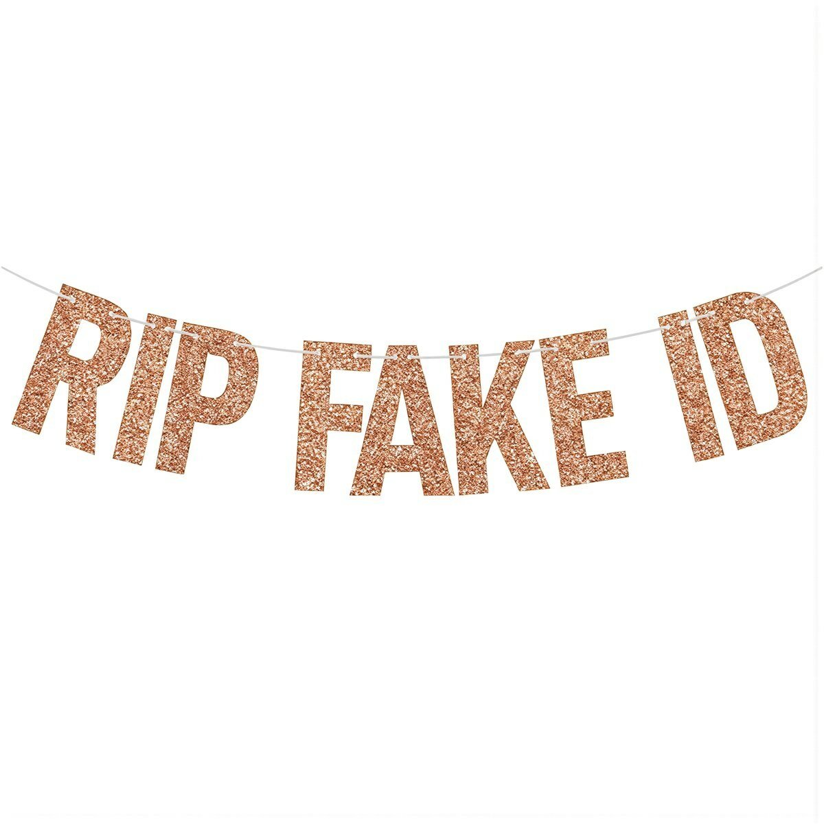 Гирлянда букв RIP FAKE ID для декора дня рождения 21 год черная с блестками для украшения домашней вечеринки комнаты стены праздника, Розовое золото