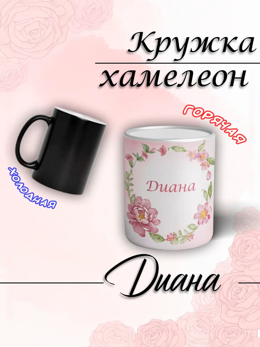 Кружка хамелеон именная Диана женская подарок