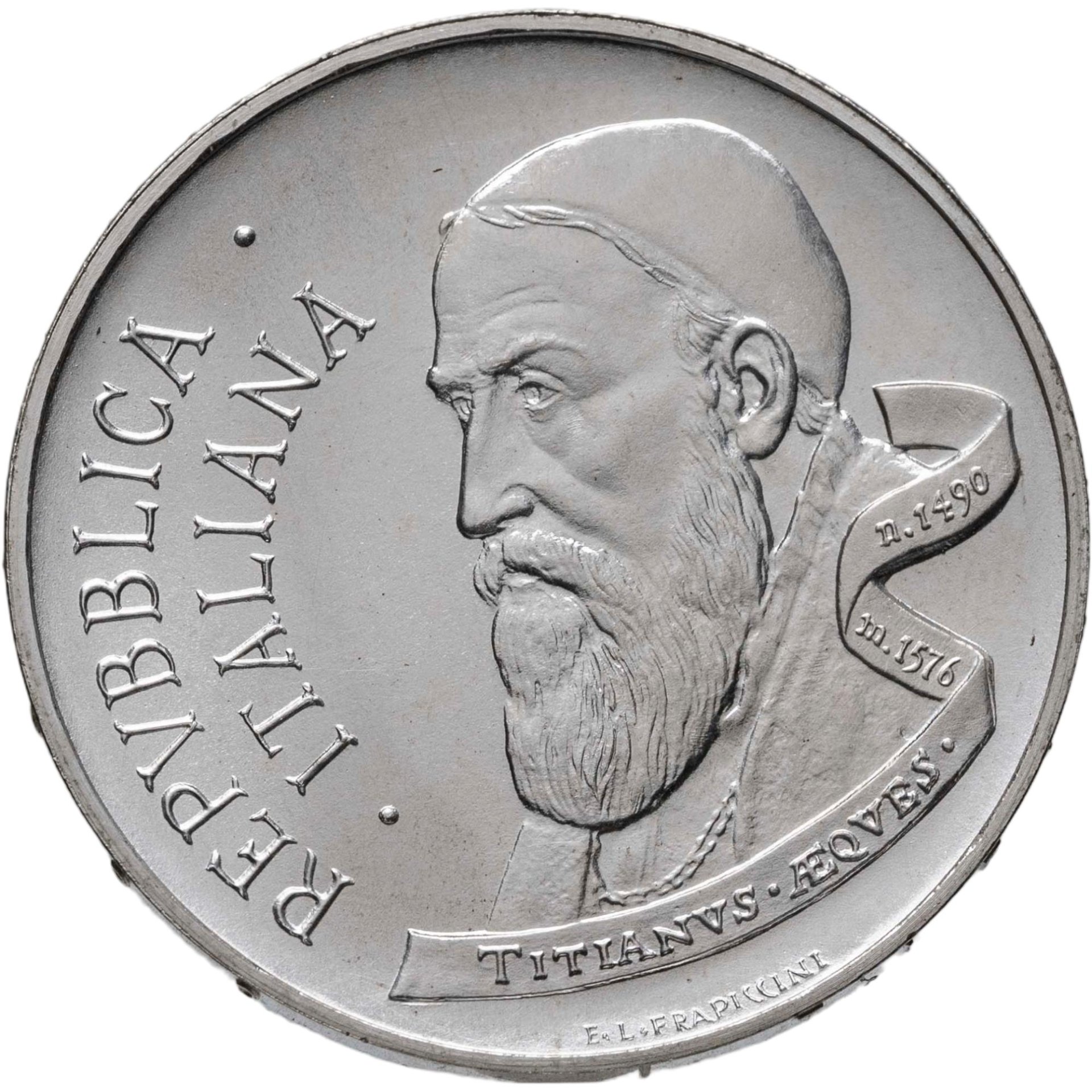 Италия 500 лир 1990 "500-летие рождения Тициана", Серебро 835, в сохранности UNC