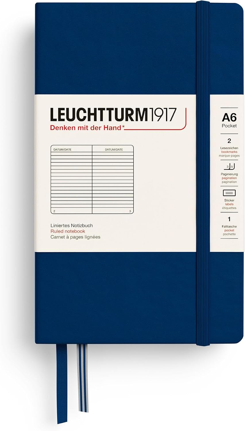 Блокнот Leuchtturm1917 формат А6, в линейку, 187 страниц, цвет Navy