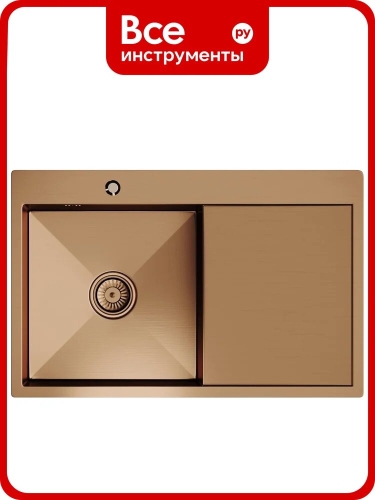 Мойка настольного монтажа MIXLINE 78x50 (3,0) лев. вып 3 1/2 pro 20см с сифоном (бронза) 552921