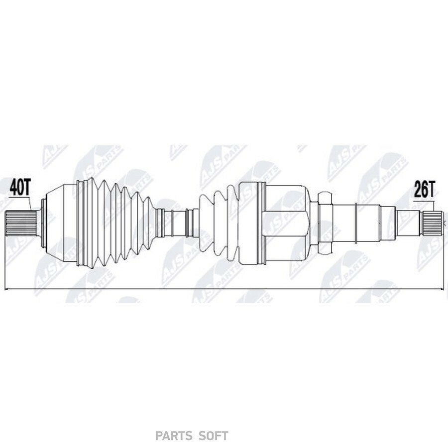 Полуось правая 6МКПП FORD MONDEO IV, GALAXY, S-MAX 1.8TDCI/2.0TDCI 07-13, VOLVO V70 2.0D 136KM 07- от официального дистрибьютора, NTY, артикул NPWFR049