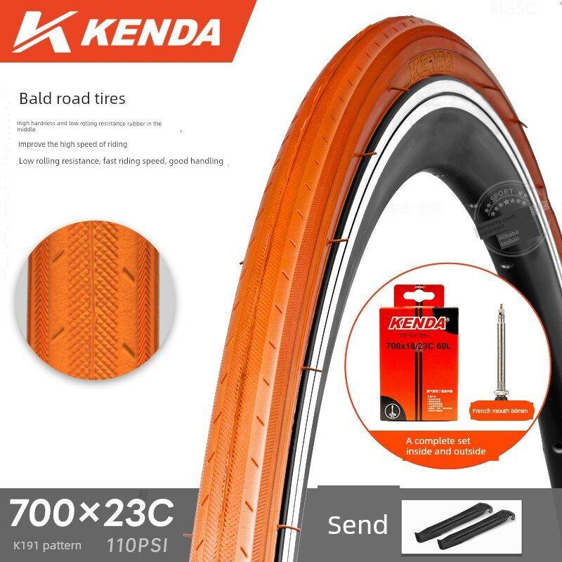 Колесная шина KENDA 700x23C для велосипеда, оранжевая — внешняя шина с внутренней камерой FR60, 23-622
