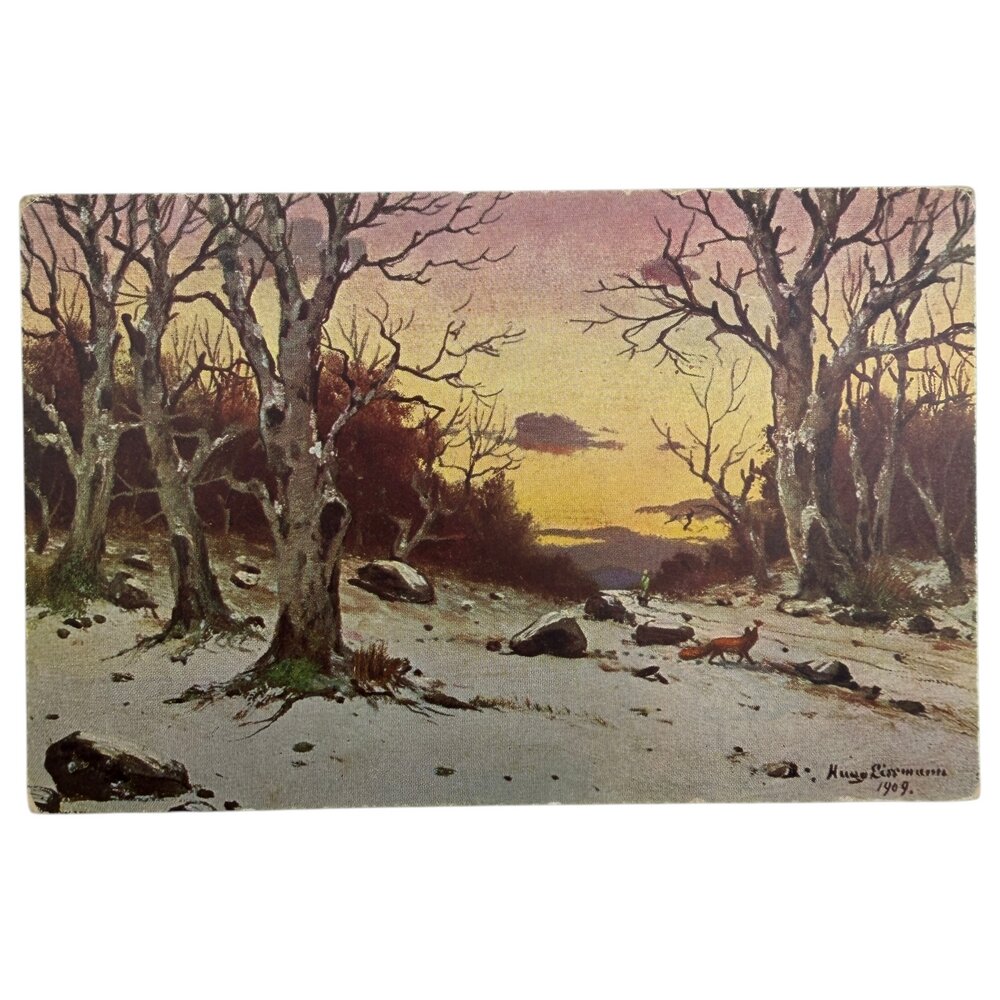 Почтовая открытка "Зимний вечер в лесу" 1900-1917 гг. Германская Империя