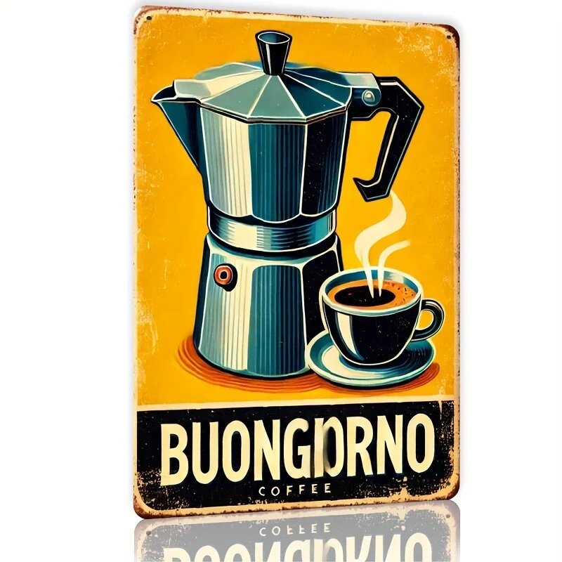 Винтажная металлическая табличка "Buongiorno", алюминий, 30x20 см