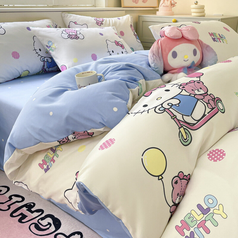 Sanrio Постельное белье разноцветная Китти комплект 4 предмета покрывало 150x200 см