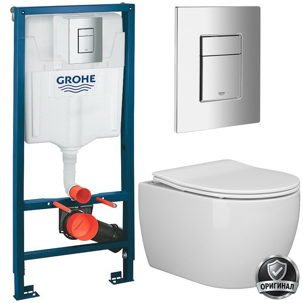 Инсталляция Grohe Solido 38811000 + унитаз Ceramica Nova Play CN3001 безободковый с сиденьем