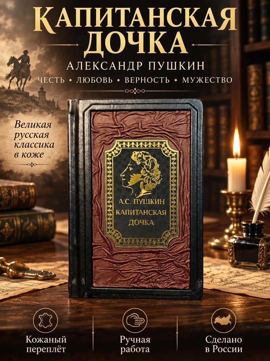 Капитанская дочка. Александр Пушкин. Книга в кожаном переплёте, ручная работа, подарочное издание, русская классика, историческая повесть
