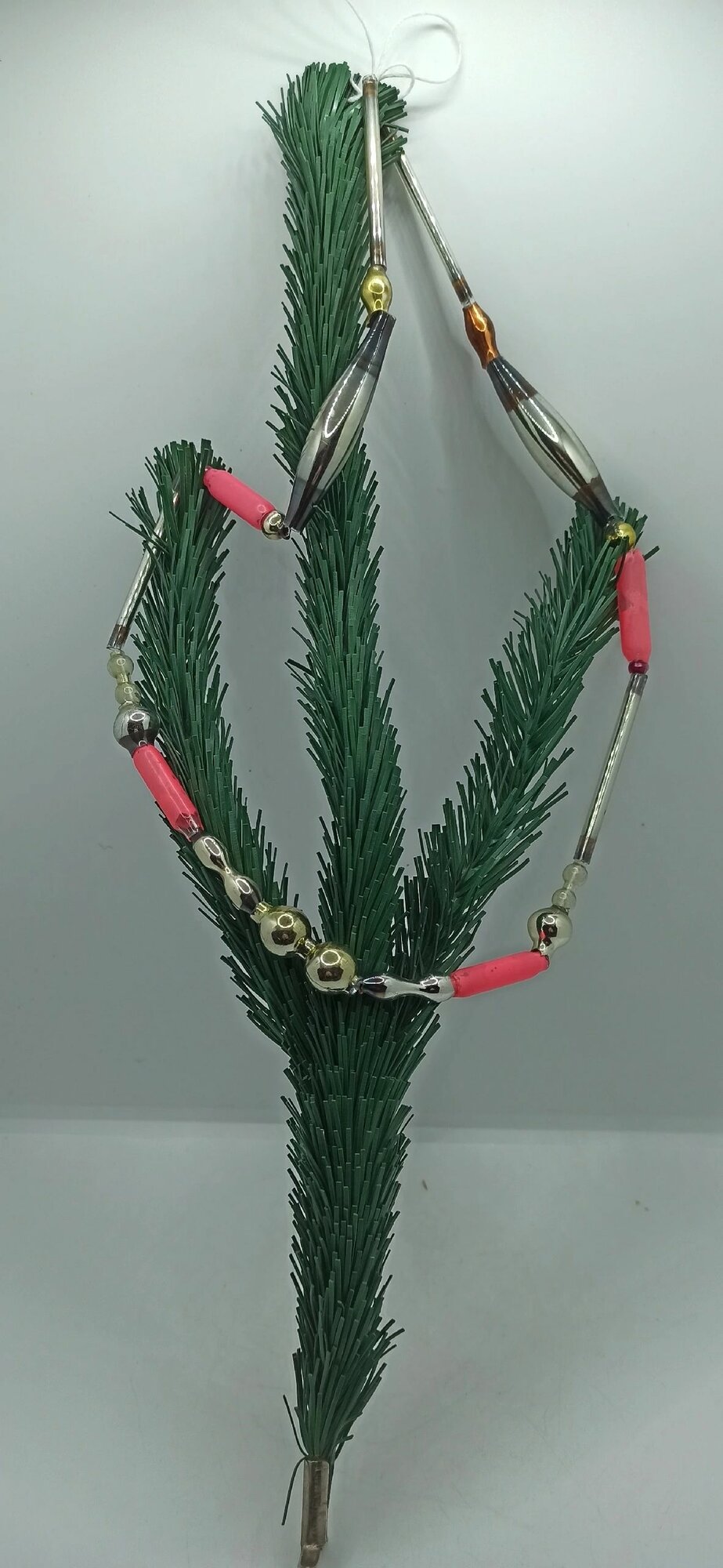 Винтажные советские елочные бусы из стекляруса, СССР, 75-80 см, ф39