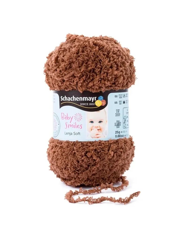 Пряжа Lenja Soft Baby Smiles, 85м/25г, 9807560 (01011, teddy (медвежонок), коричневый)