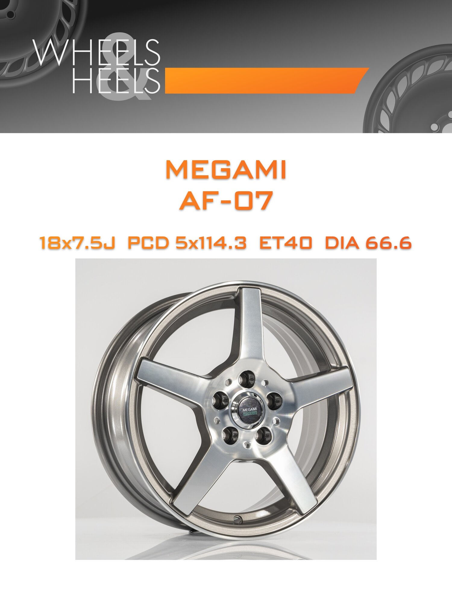 Диск автомобильный литой Megami AF-07 18x7.5 5x114.3 et40 dia66.6 gmf
