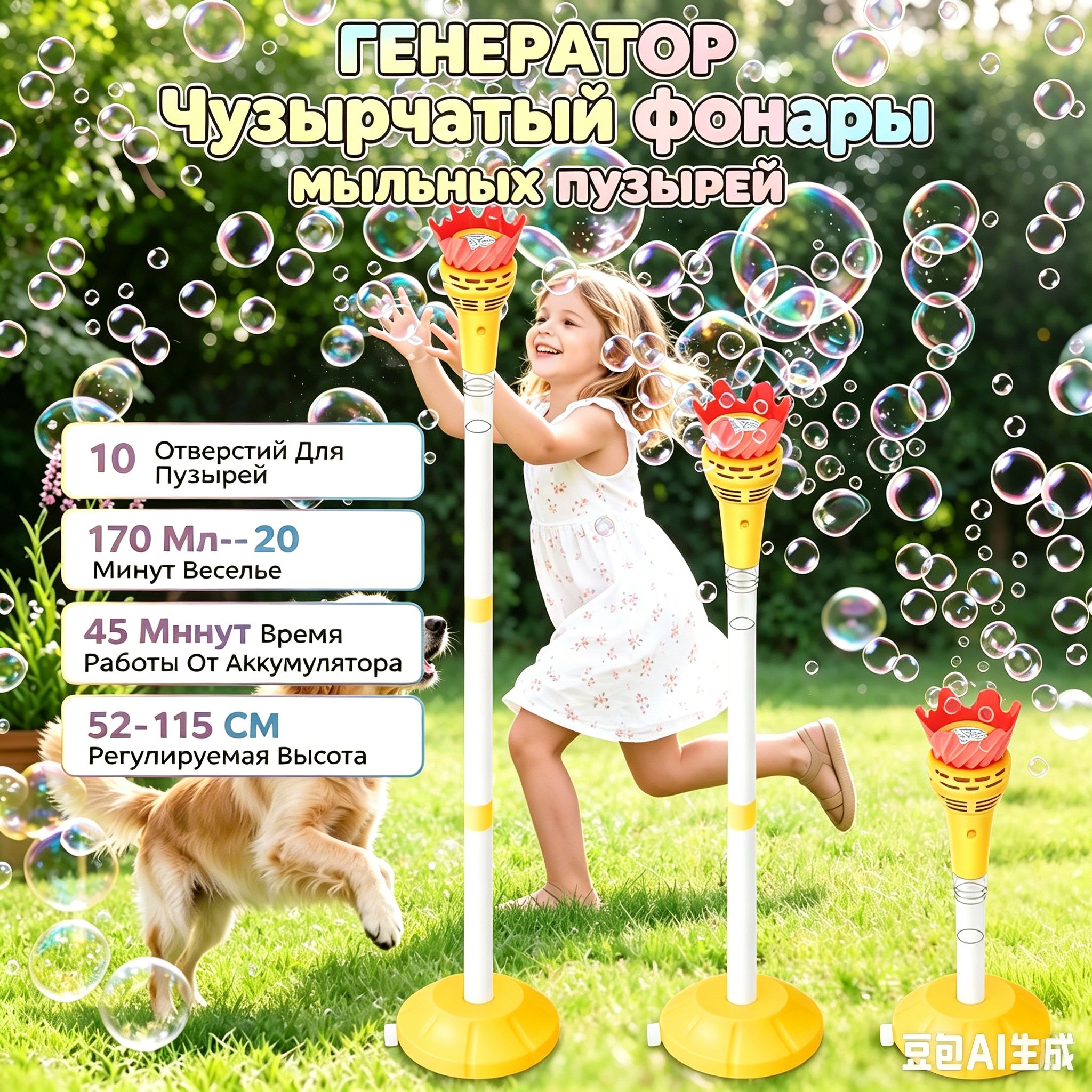 Генератор мыльных пузырей, фонарь с мыльными пузырями / Подарок для детей