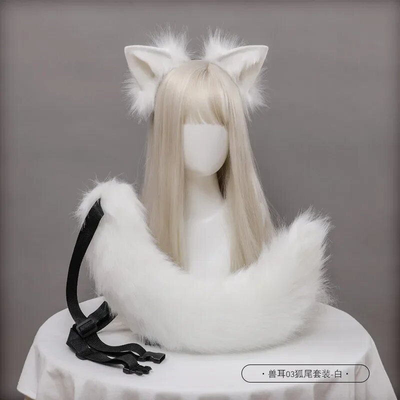 Комплект лисий хвост и уши Kamisama Kiss Белый, Set G
