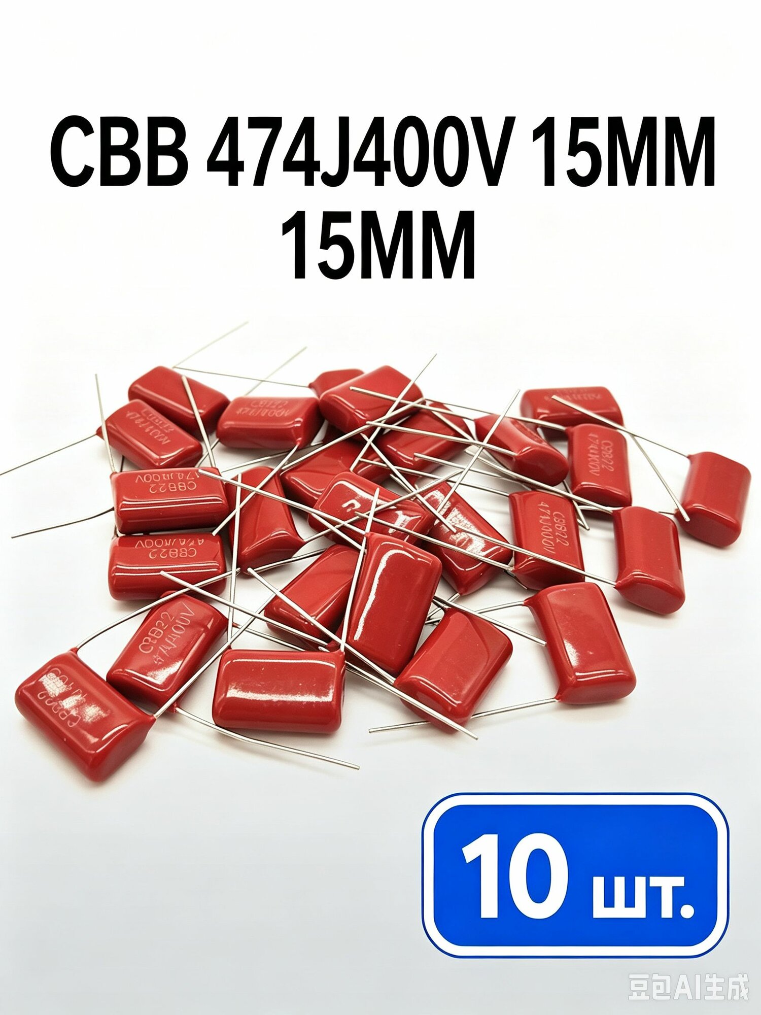 Конденсатор пленочный CBB 474J 0.47мкФ 470нФ 400V шаг 15мм, 10 шт
