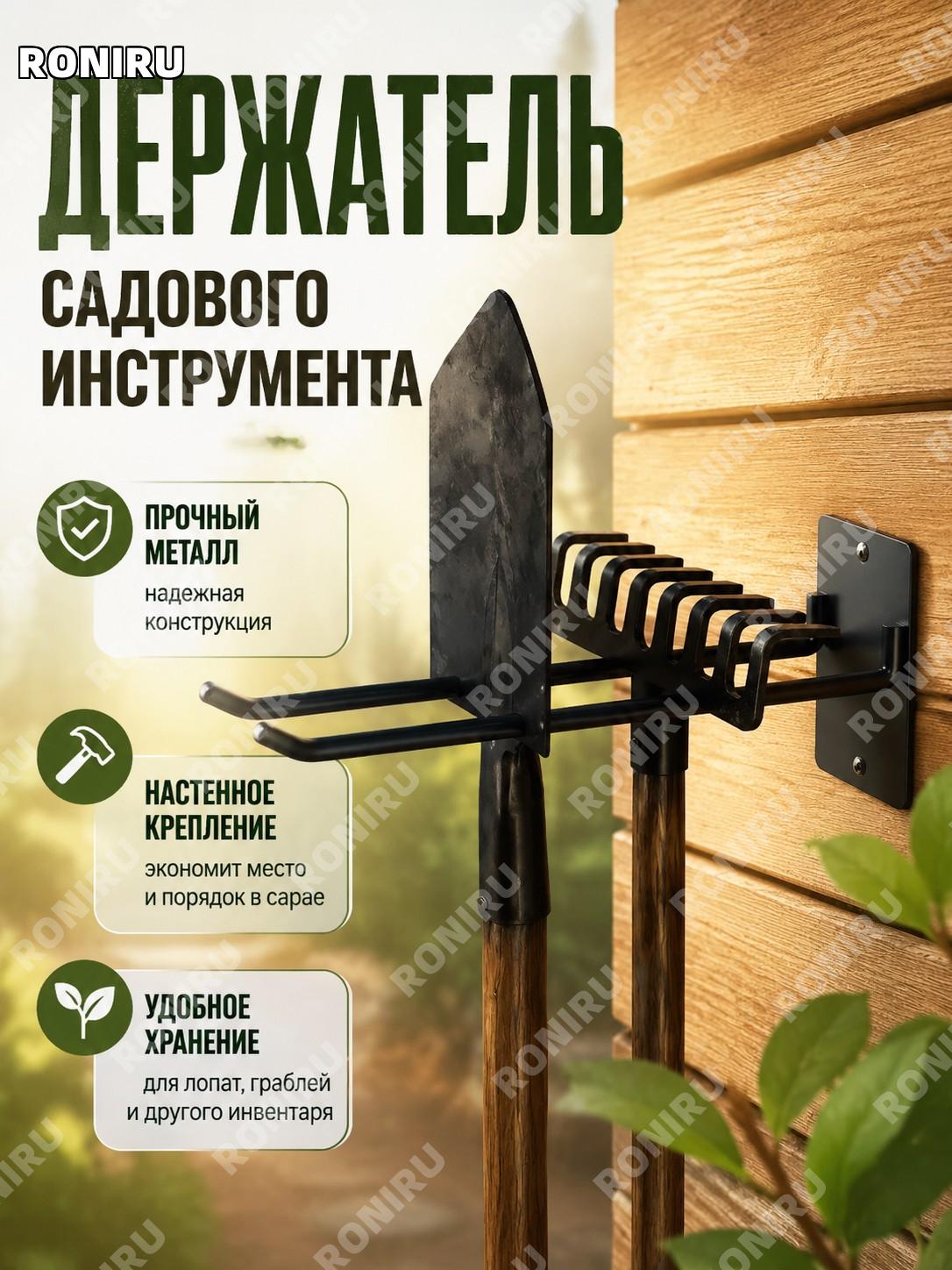 Держатель садового инструмента, 1 шт — органайзер для хранения инвентаря дома и в саду, удобное размещение дома