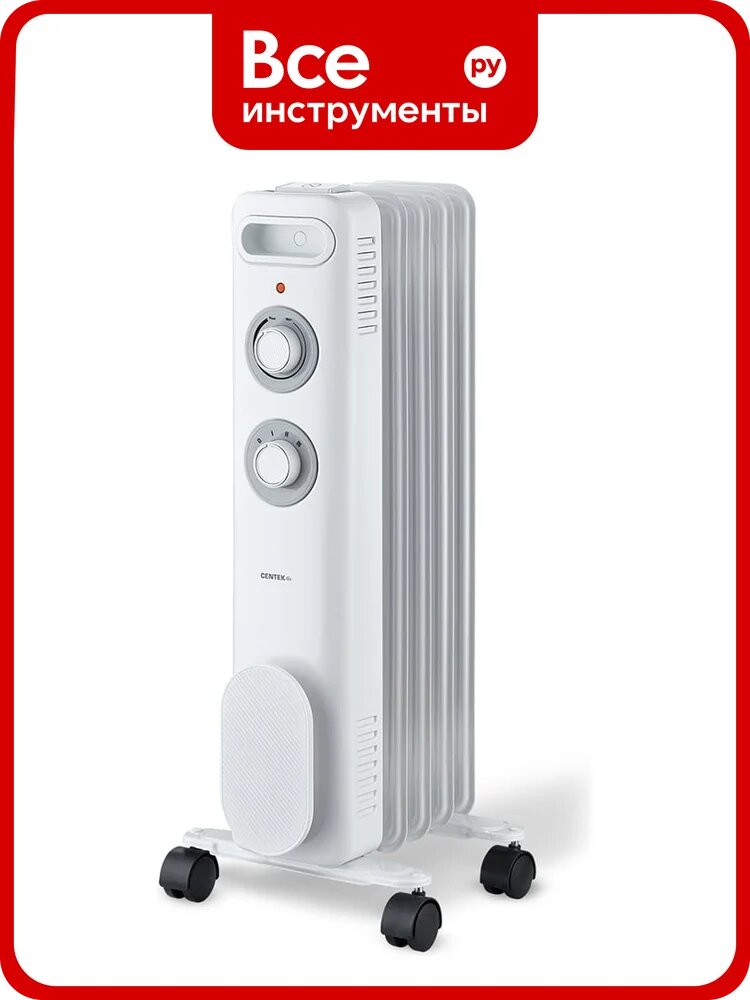 Масляный обогреватель Centek CT-6230-5 (белый) 5 секций (15м) 1000Вт, 3 режима защита от перегрева CT-6230-5 WHITE