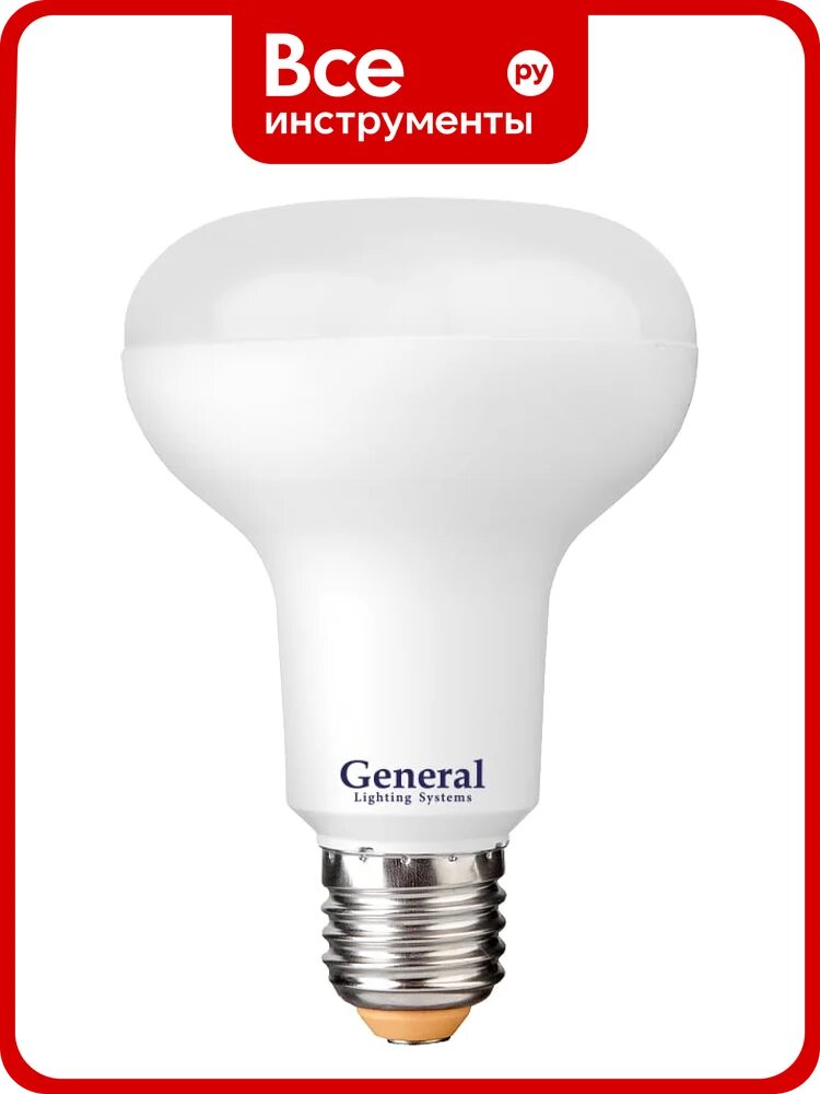 Лампа светодиодная General Lighting Systems GLDEN-R80-10-230-E27-2700, 10Вт, 835Лм, 230В, цоколь Е27, колба R80 (рефлектор), 2700К - теплый белый свет 628400