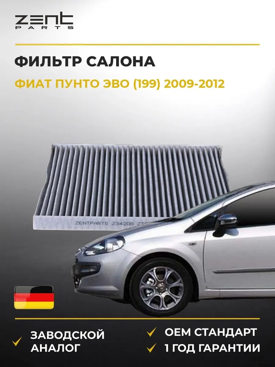 Фильтр салона Zentparts Z34206 Фиат Пунто Эво Fiat Punto Evo 2009-2012