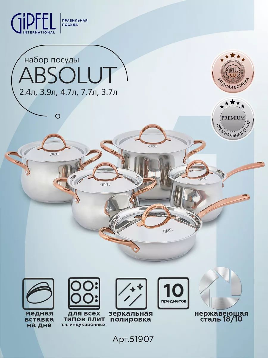 Набор посуды из нержавеющей стали Gipfel Absolute 51907
