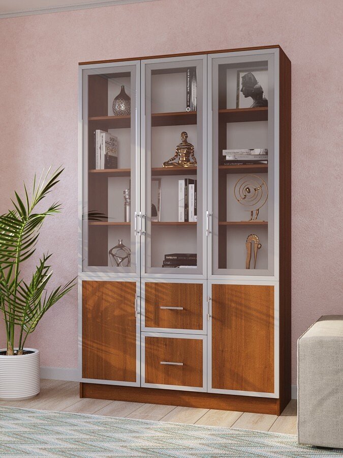 Книжный шкаф МебельЛэнд24 Альма - 16 Орех Экко 90x30x200