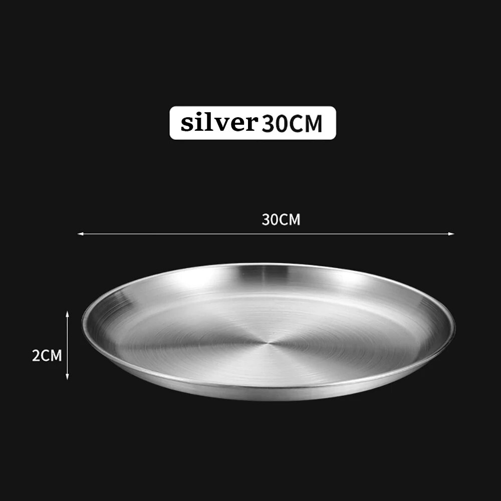 Золотая тарелка из нержавеющей стали 1pc Silver 30cm