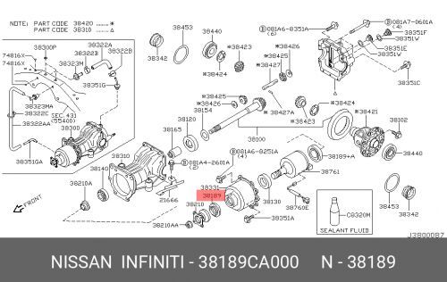Сальник Хвостовика Заднего Редуктора X-Trail T31, Qashqai J10E, Murano Z50/Z51 38189-Ca000 Org (NISSAN 38189CA000)