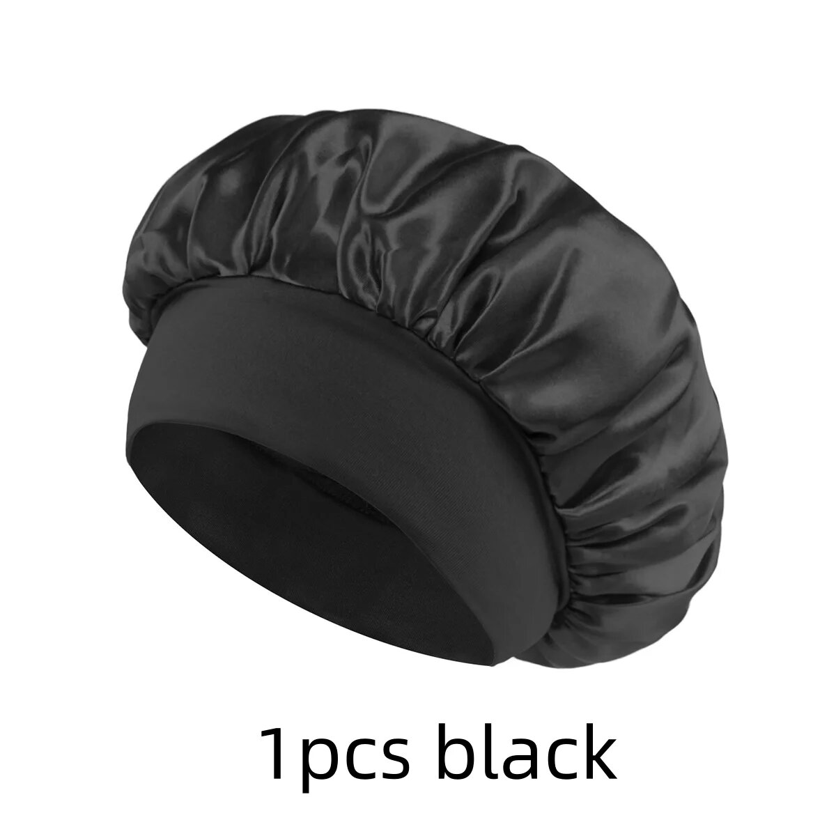 Набор шелковых шапочек для сна из 1/3/5/10 шт. 1pcs black