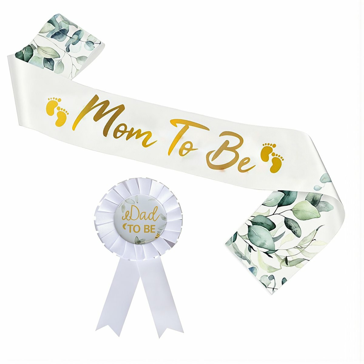 Лента на плечо и значок Mommy to Be акварельный эвкалипт комплект для торжества Baby Shower аксессуары