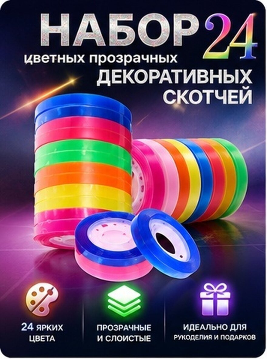 Цветные бумажные ленты для скрапбукинга, с иризацией, подходят для детского творчества, 24 рулона