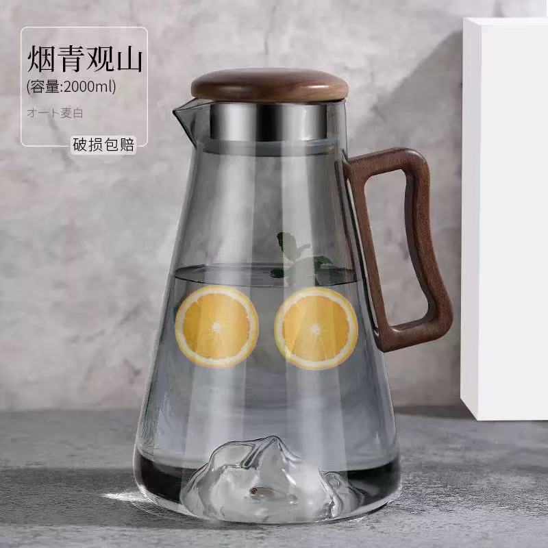 Кувшин вогдаль, стекло, для воды и сока, с крышкой, 2л, светло-серый Q137