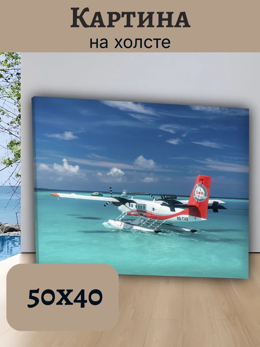 Картина Постер Мальдивы 40x50 с гидросамолетом TMA