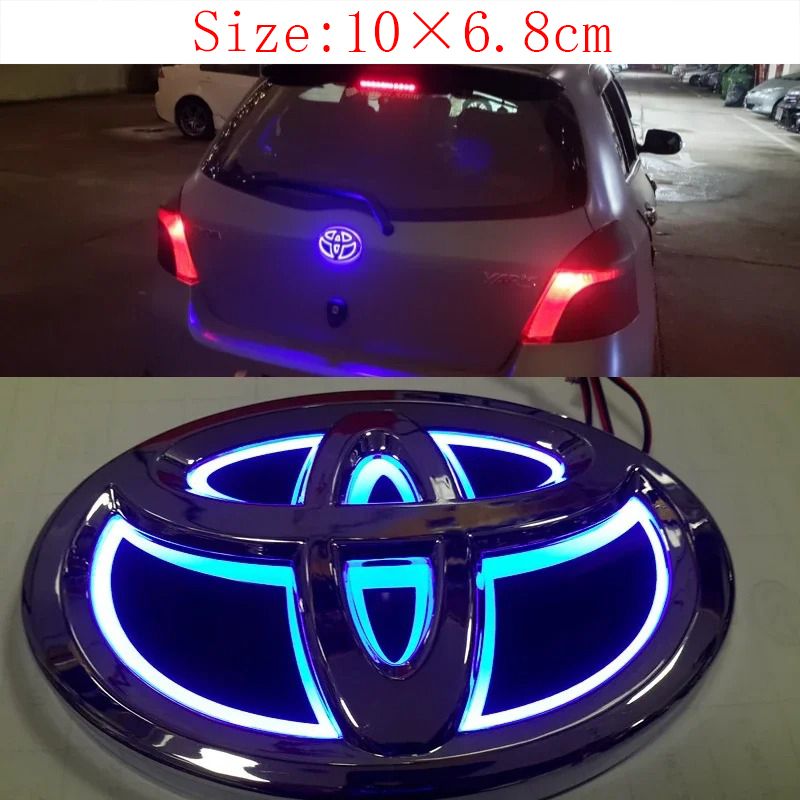 Светодиодная эмблема Toyota передняя LED, подсветка логотипа авто для Corolla, Rav4, Yaris, CHR, Hilux, Camry, Land Cruiser, Supra, Wish, Auris, Avensis