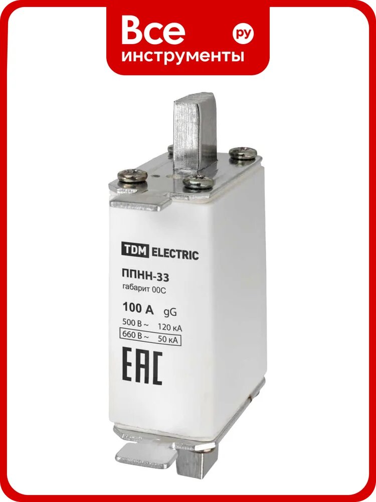 Плавкая вставка предохранителя ППНН-33 TDM ELECTRIC габарит 00C 100А SQ0713-0065