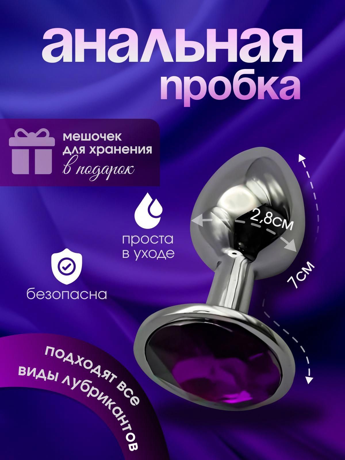 Анальная пробка, темно-синий, 28 мм