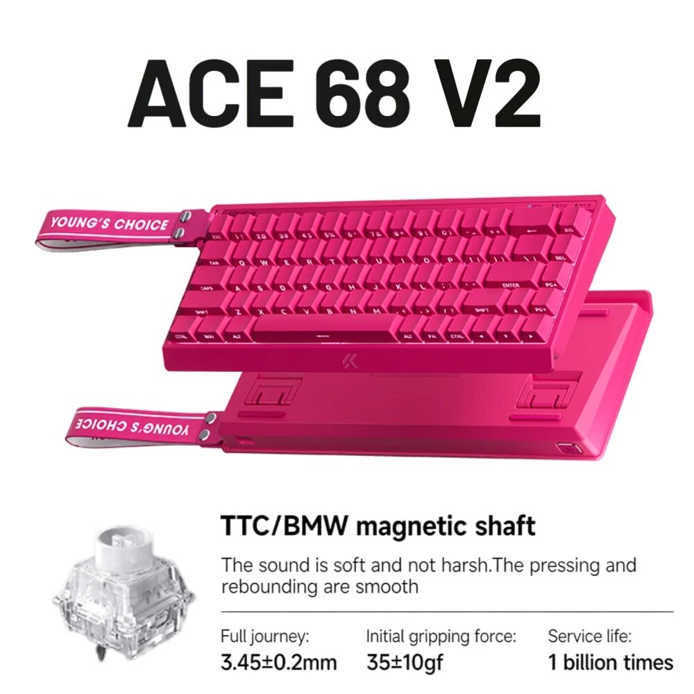 MCHOSE ACE 68 механическая игровая клавиатура Розовый, 68V2 Rose BMW