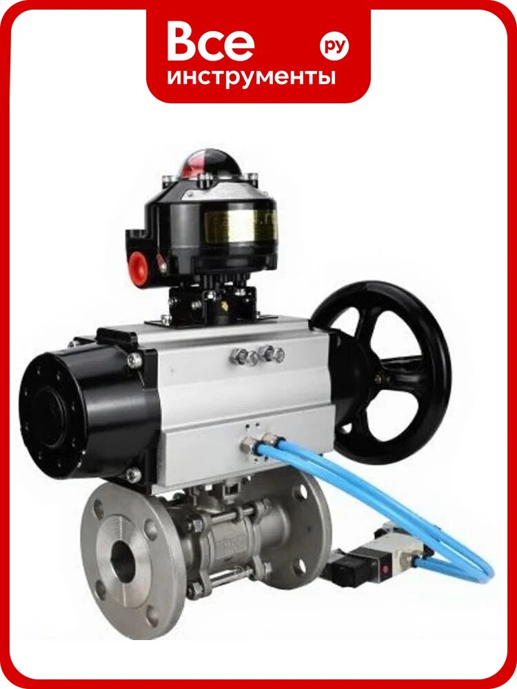 Шаровой кран DN-ru кшфпт.304.180 Ду65 Ру25, фланц, PTFE, пн. привод DA-105-1, пн. распред PND1-S2EM-52-2-T08-220VAC, БКВ LSB-510-02ExM12-250 D160-81010