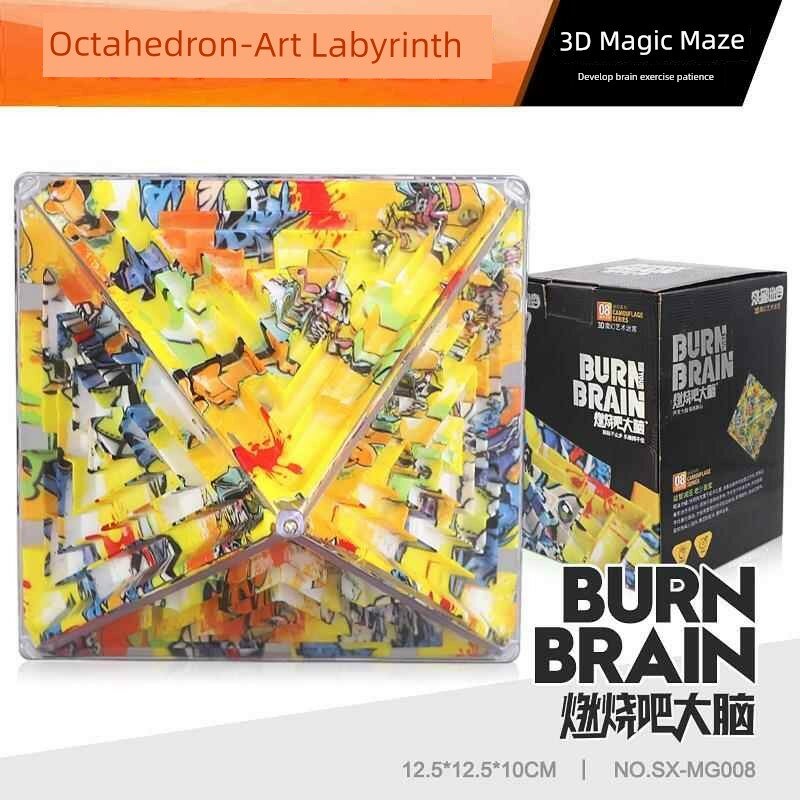 3D Головоломка-шар с 8 гранями, арт-цвет, подарочная коробка, игра с шариками в лабиринте, обучающая головоломка для