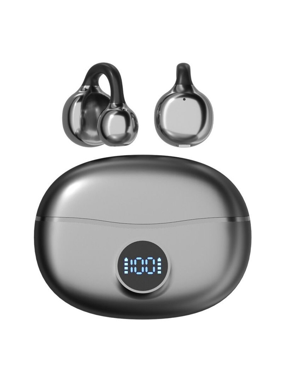Беспроводные наушники-клипсы Bluetooth 6.0, металл, объёмный звук, не выпадают, защита от пота, шумоподавление