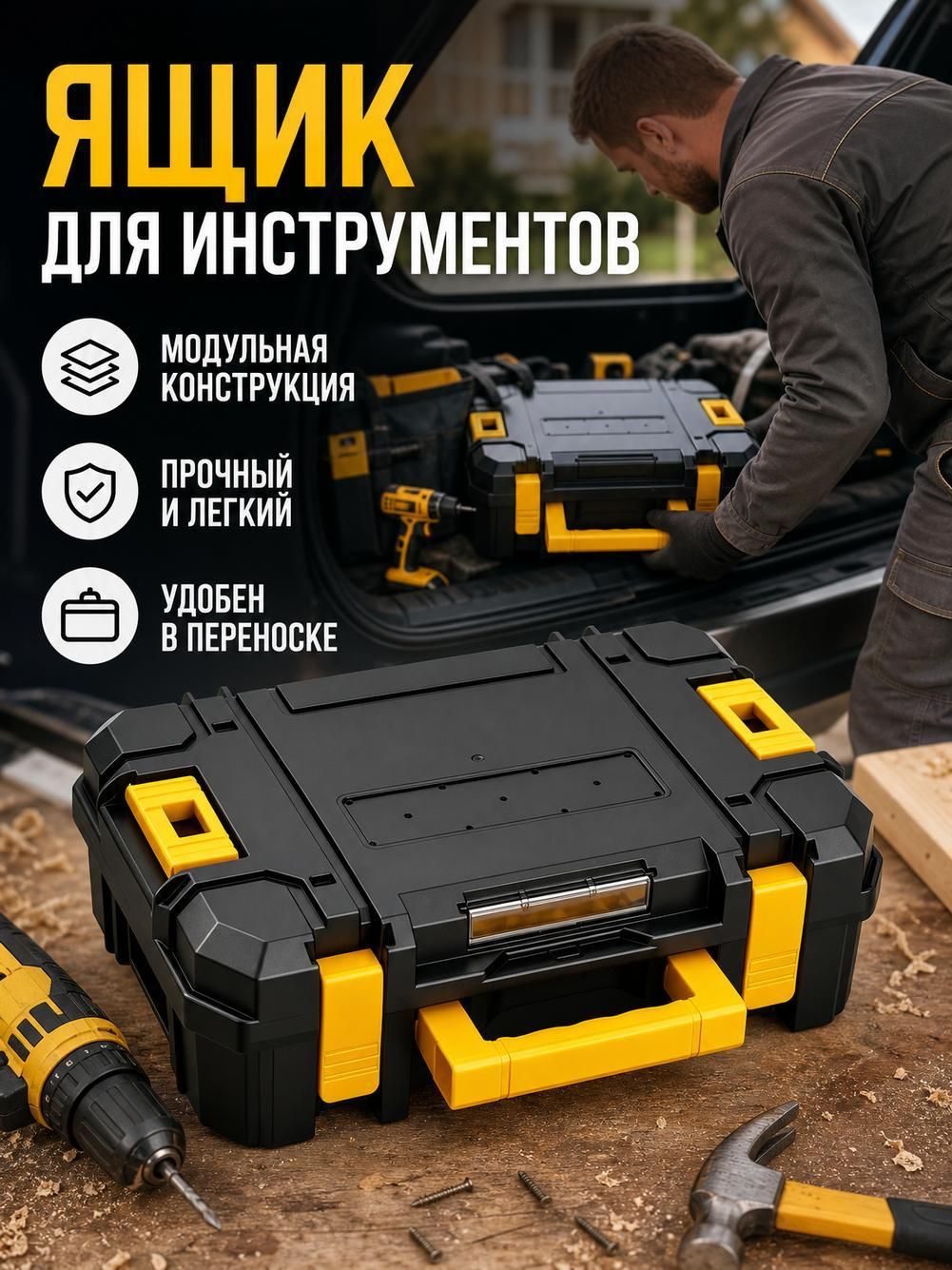 Органайзер строительный для бит и расходки с замком, влагозащитный 37,5 x 28,5 x 11,5 см