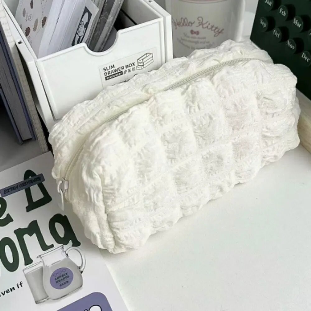 Пенал Puff Bubble Grid Niche кремового цвета WHITE