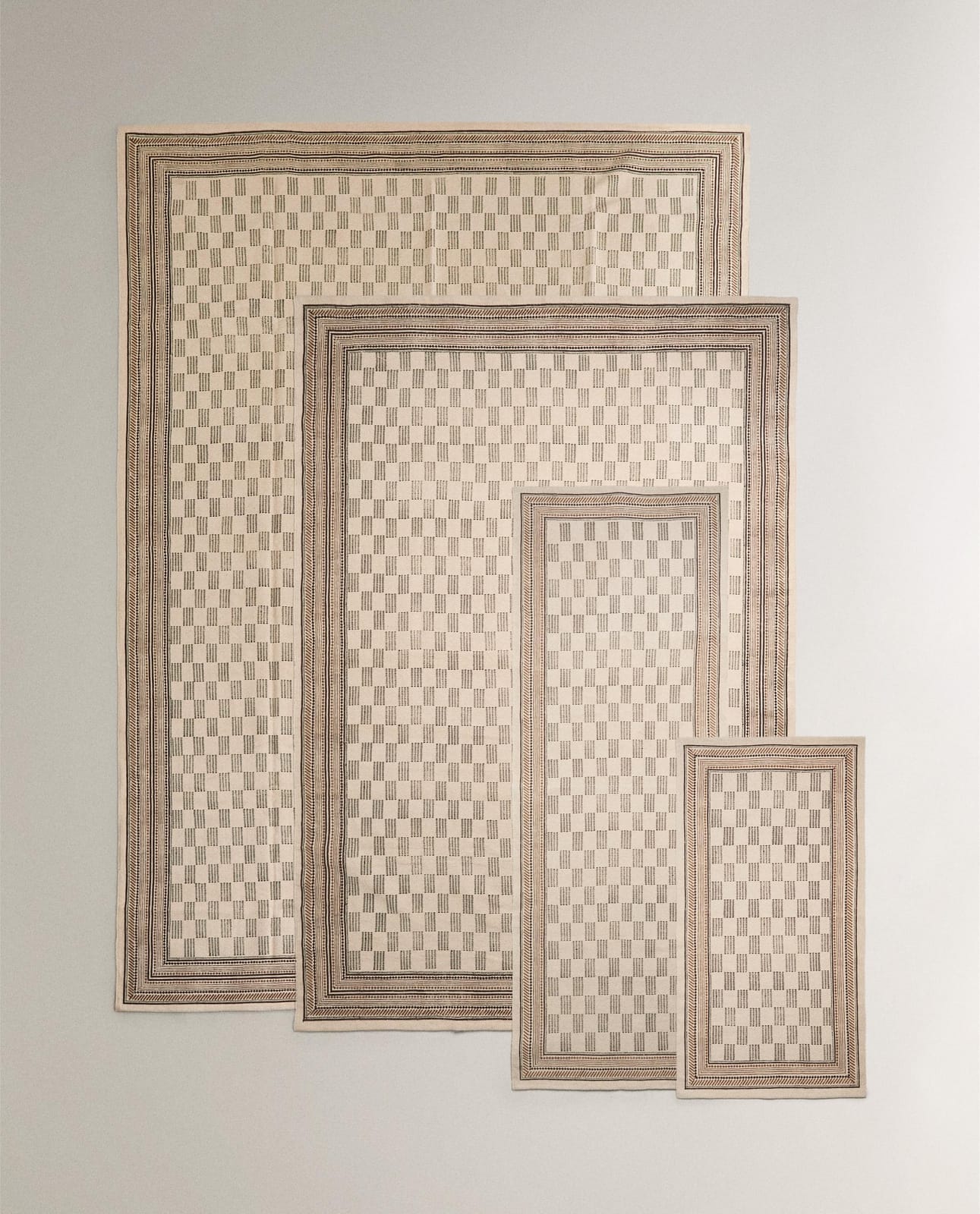 Ковер ZARA HOME хлопковый с принтом block print, многоцветный, 200 x 300 см 7106/029/999-79
