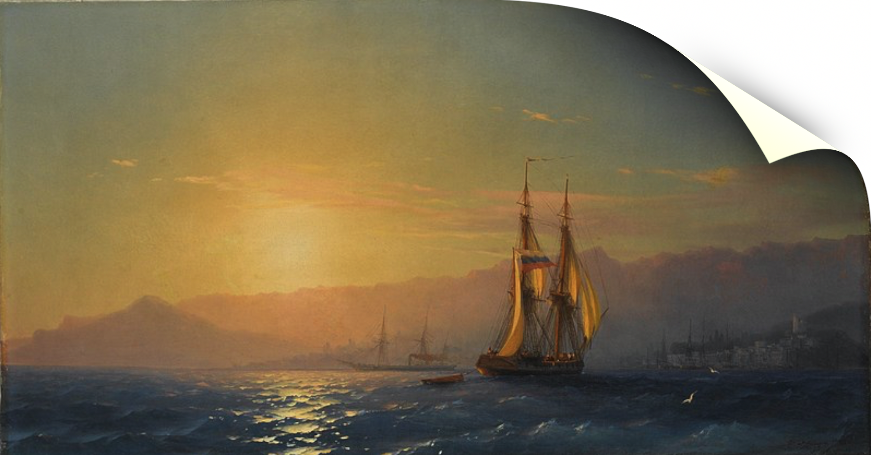 Картина для интерьера "Закат на море", Айвазовский И. К. (95х50 см / без подрамника)